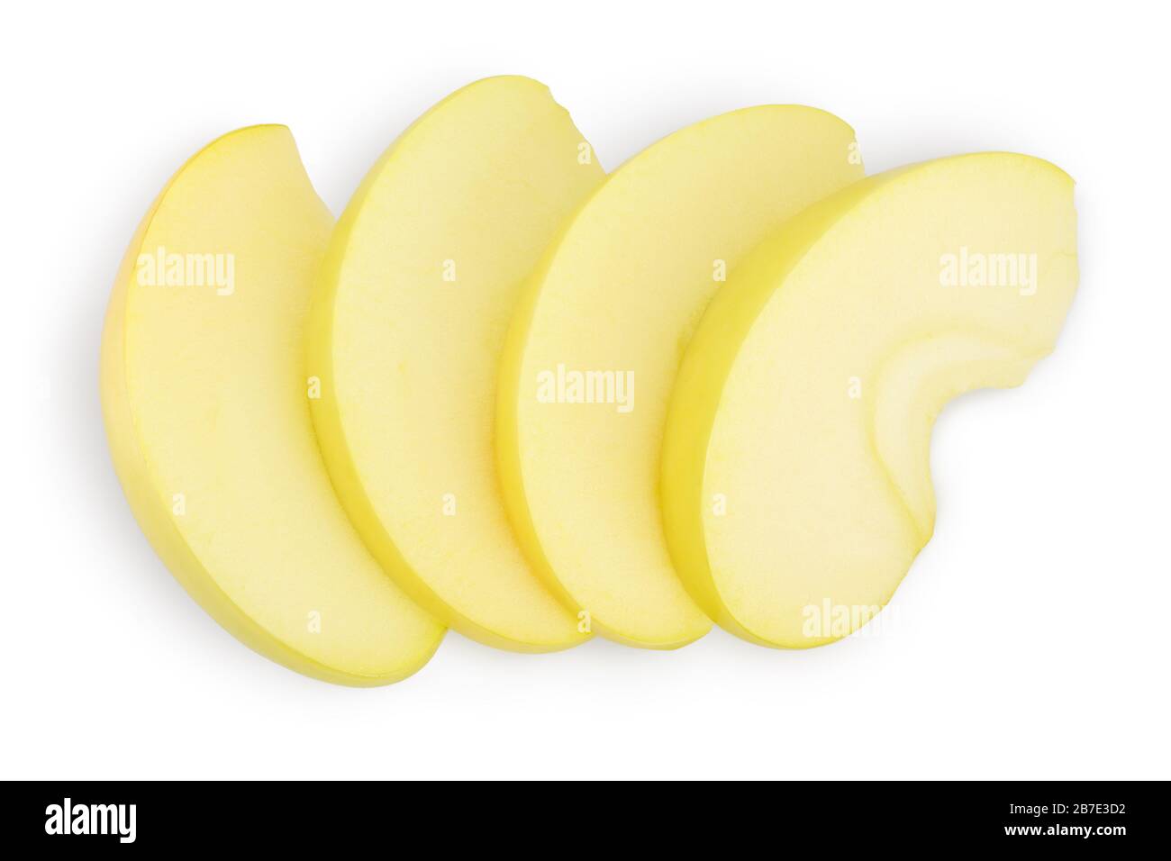 yellow apple slices isolated on white background with clipping path and ...