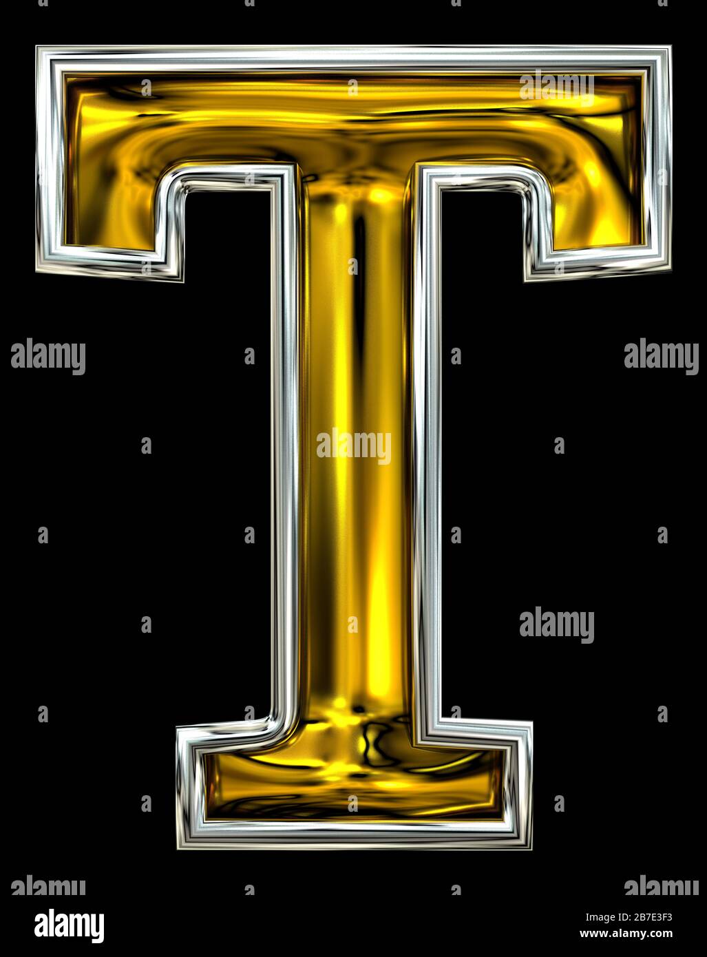 3D rendering. Uppercase Letter T. New high resolution ABC render. Pure ...