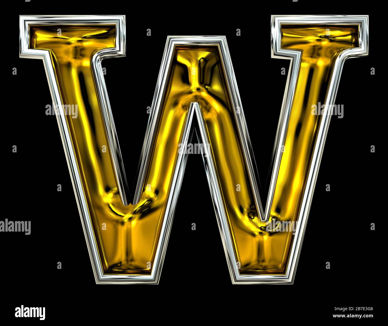 3D rendering. Uppercase Letter W. Recent high resolution ABC render ...