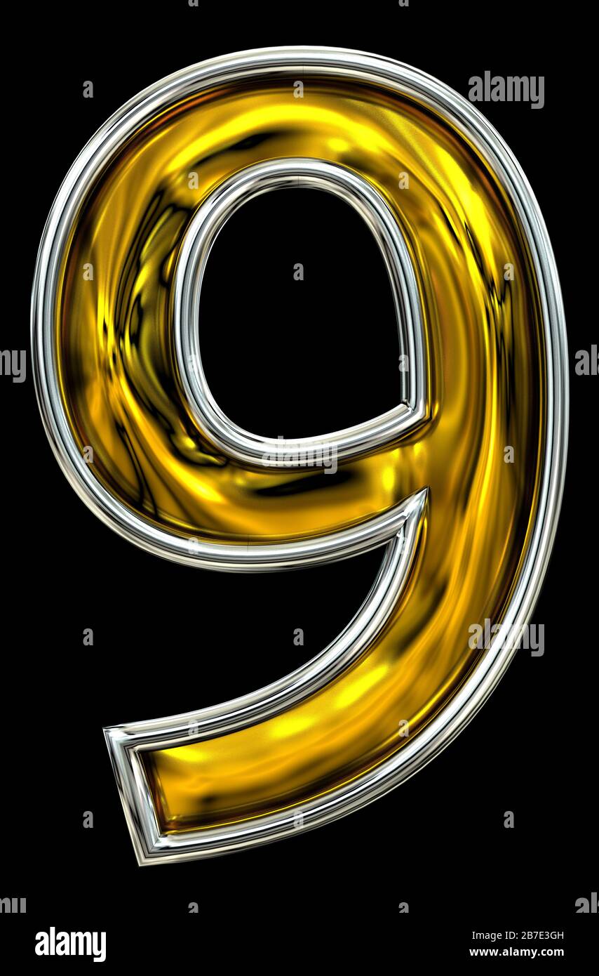 3D rendering, number nine 9. Breezy Door number style font. Pure high ...