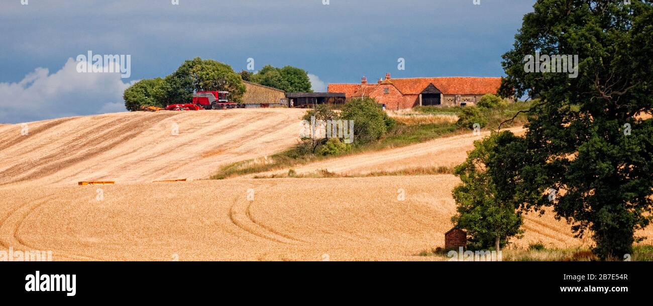 Hay fields with farm buildings mid summer in England Stock Photo - Alamy