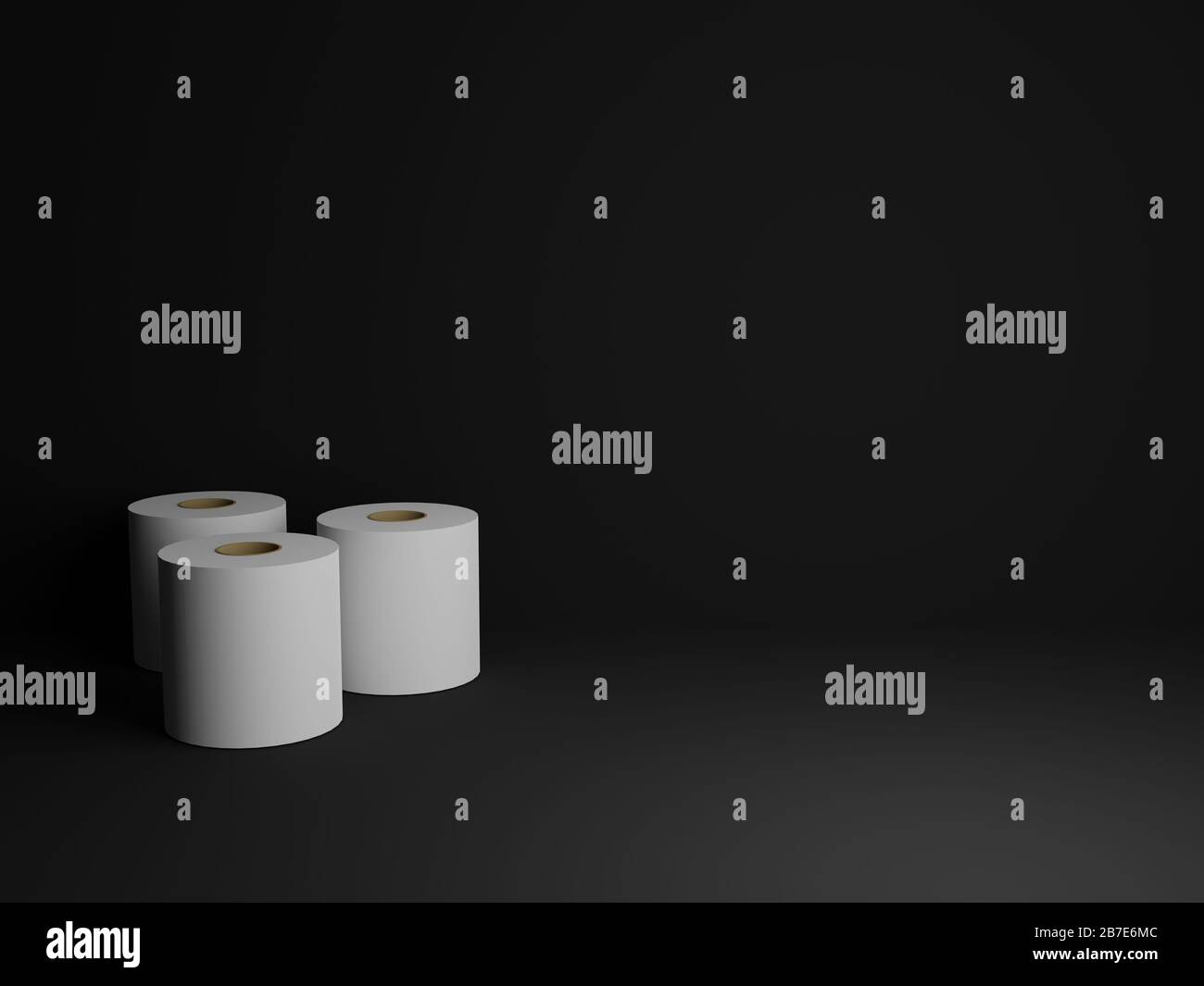 Realistic 3D toilet paper three rolls. Black background Stock Photo - Alamy
