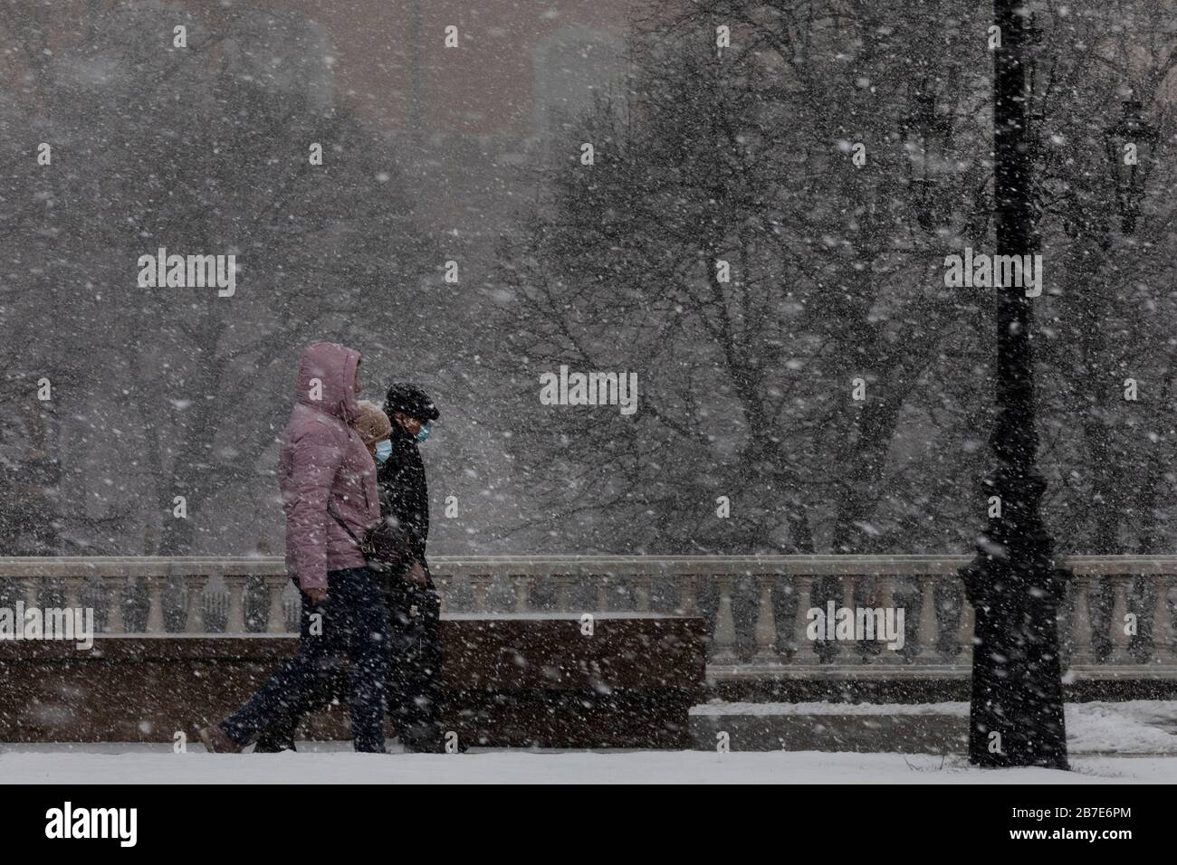 Moscow, Russia. 15th of March, 2020 Russian people wear a medical mask ...