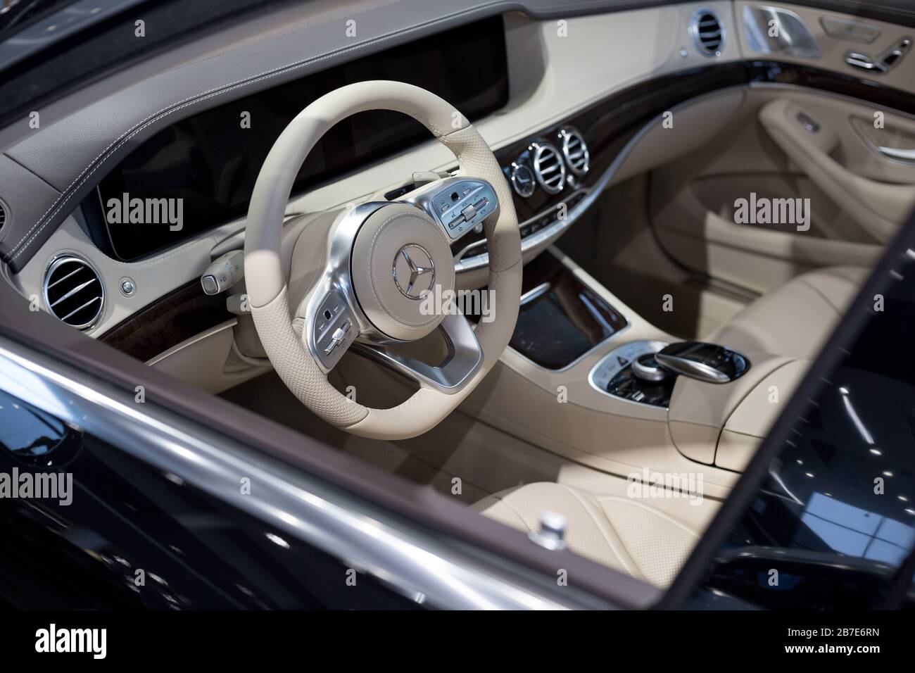 Russia, Izhevsk - February 20, 2020: Mercedes-Benz showroom. Interior ...