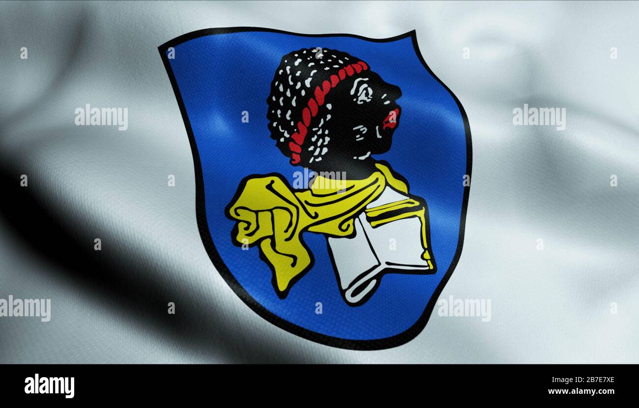 3D Illustration of a waving coat of arms flag of Pappenheim (Germany ...