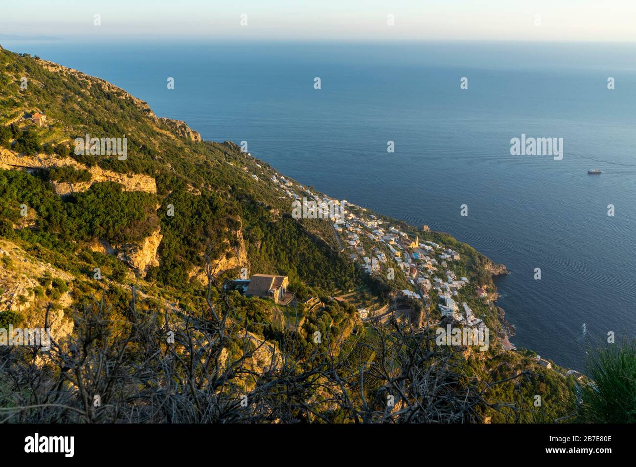 walk trekking on the path of the Gods in sunset Stock Photo - Alamy