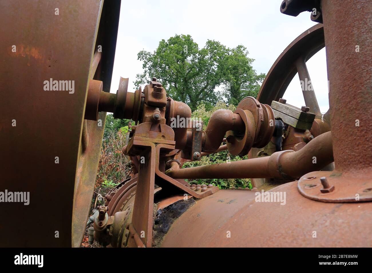 A close up view of the working parts of an old traction engine Stock ...