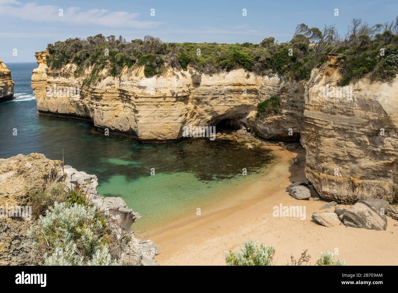 view of coastal scenery near the Twelve Apostles, on the Great Ocean ...