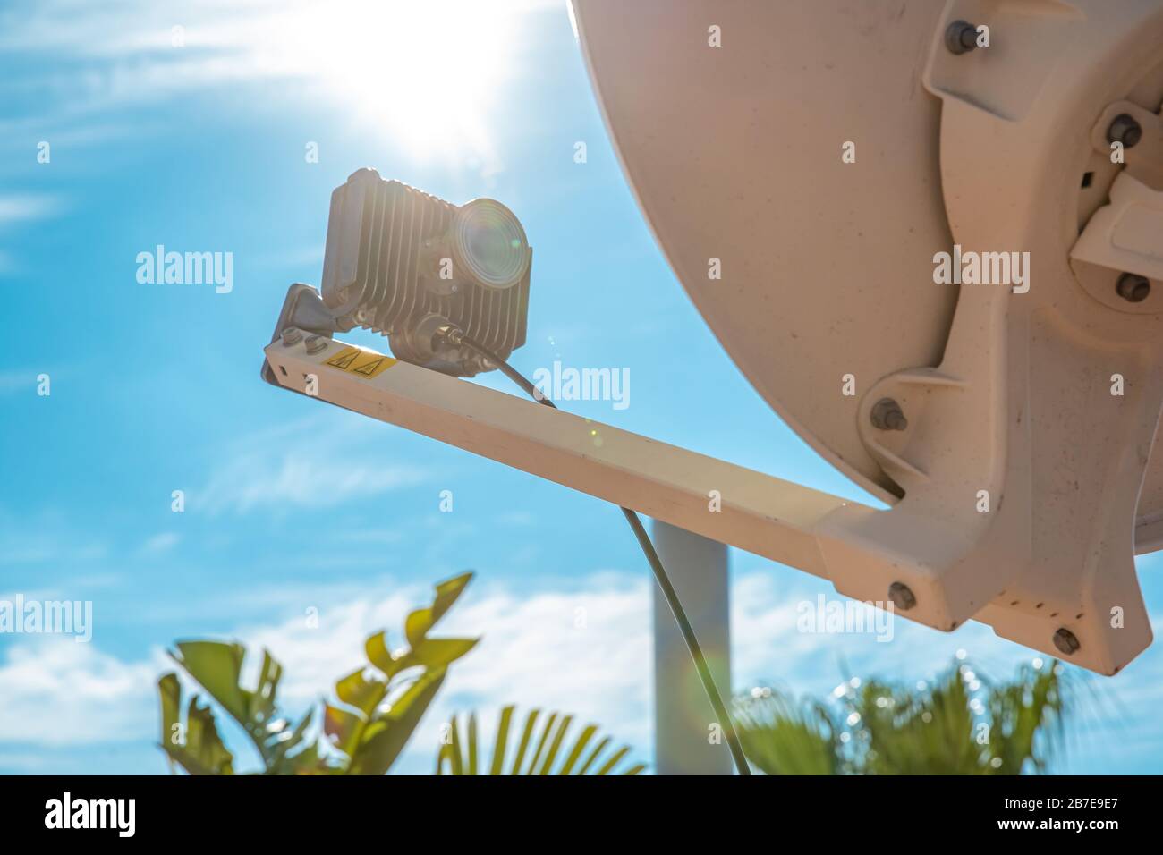 Satellite dish provides reception of signals from satellites for ...