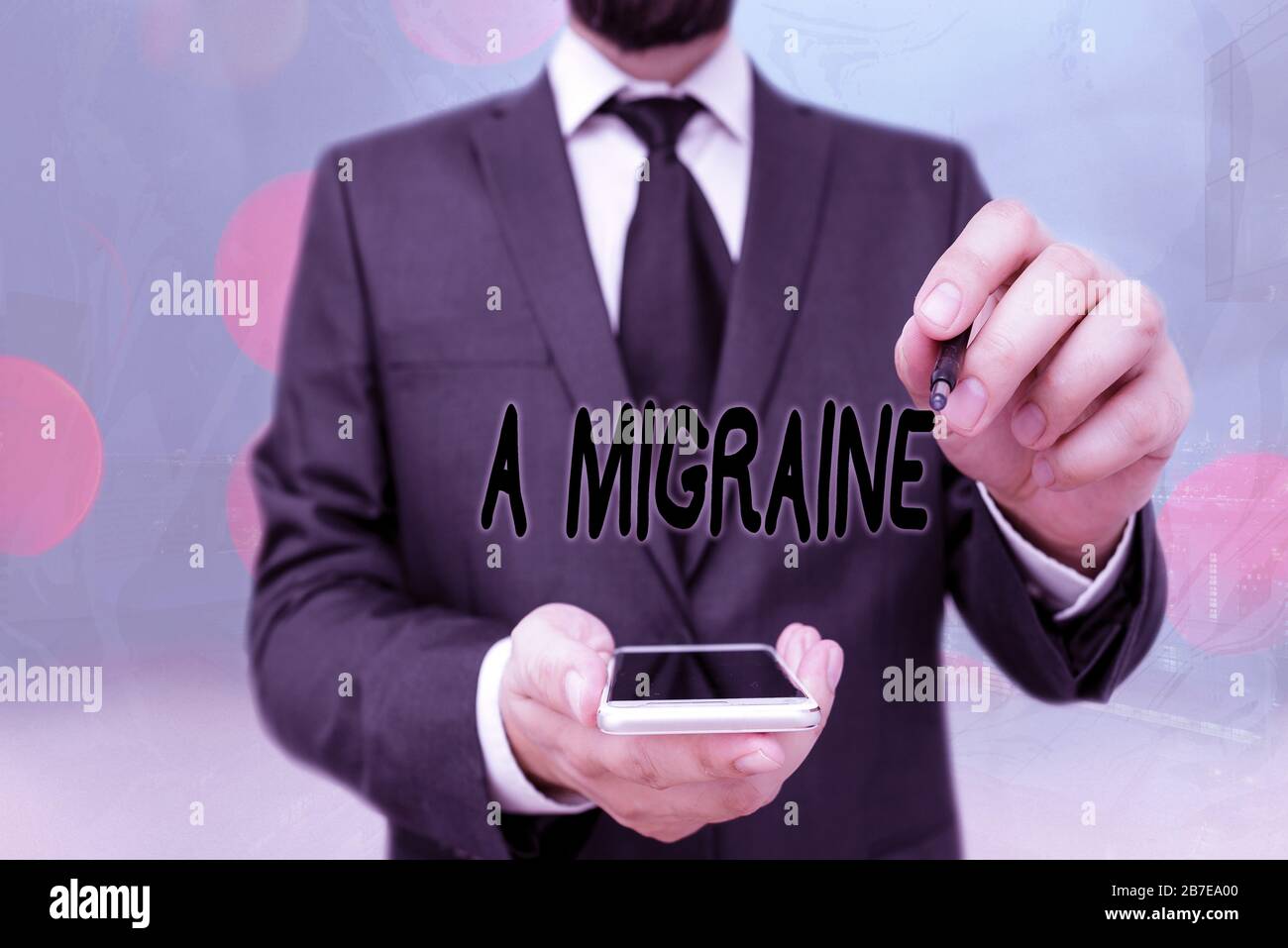 Handwriting text A Migraine. Conceptual photo recurrent throbbing ...