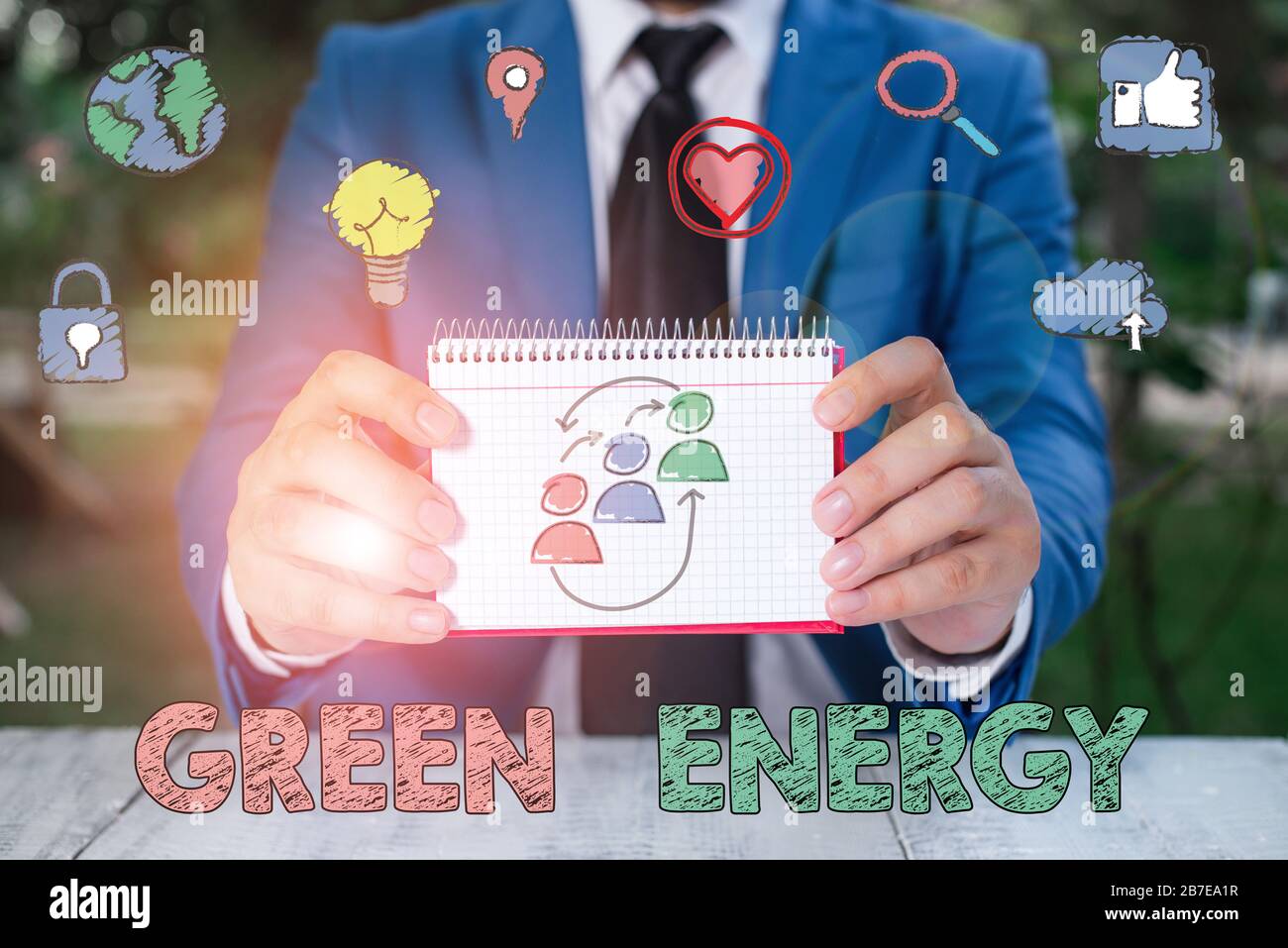 Writing note showing Green Energy. Business concept for comes from ...
