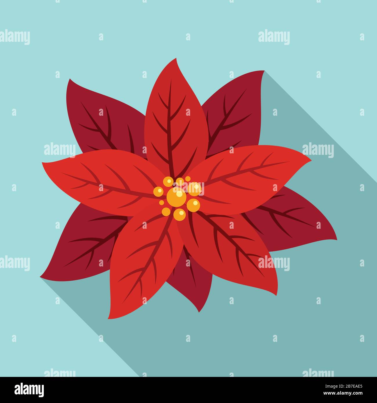 Traditional poinsettia icon. Flat illustration of traditional ...