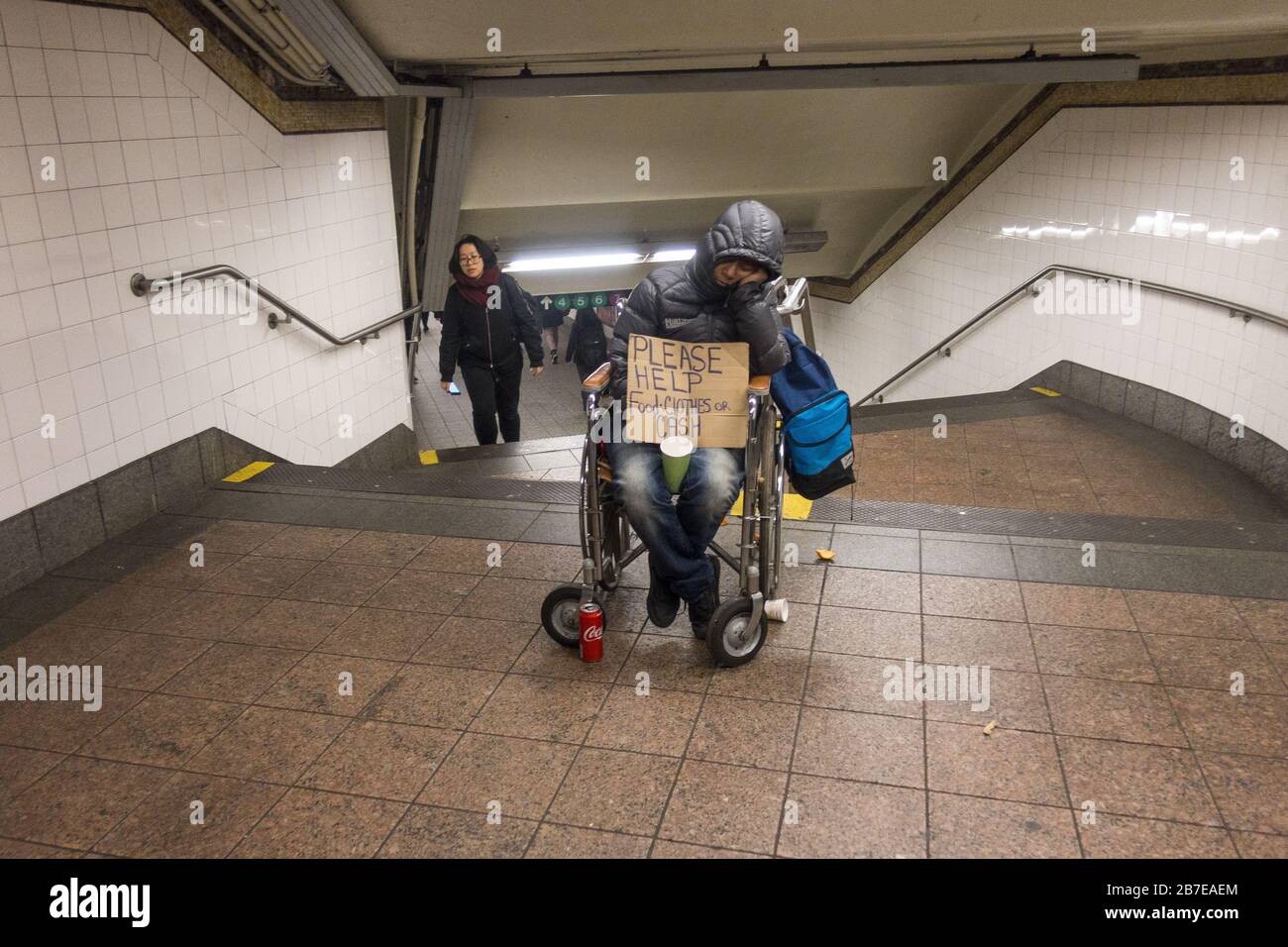 Disabled woman asking for help strategically places herself in the ...