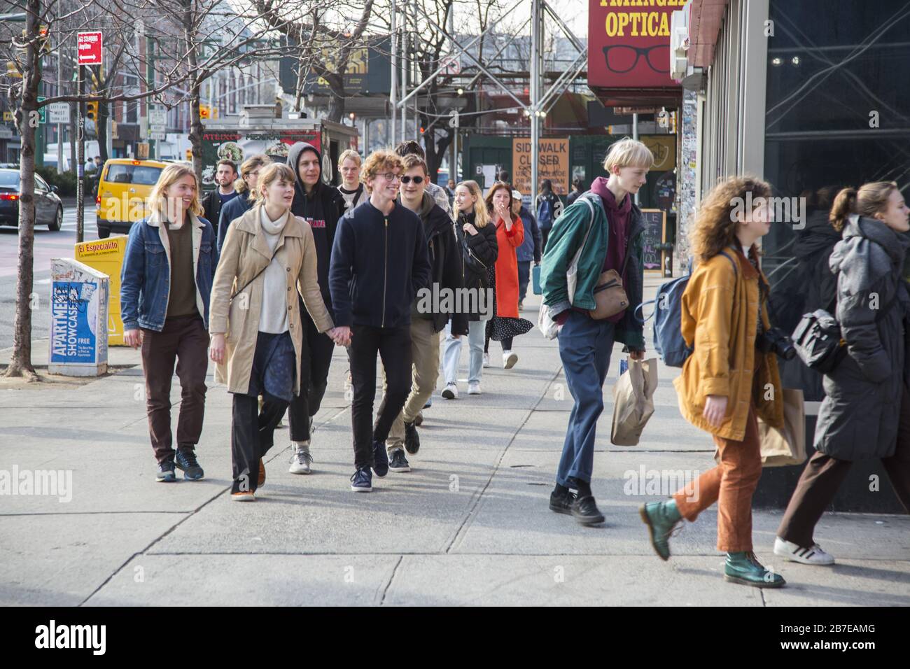 Group of High School going somewhere together in Manhattan, New York ...