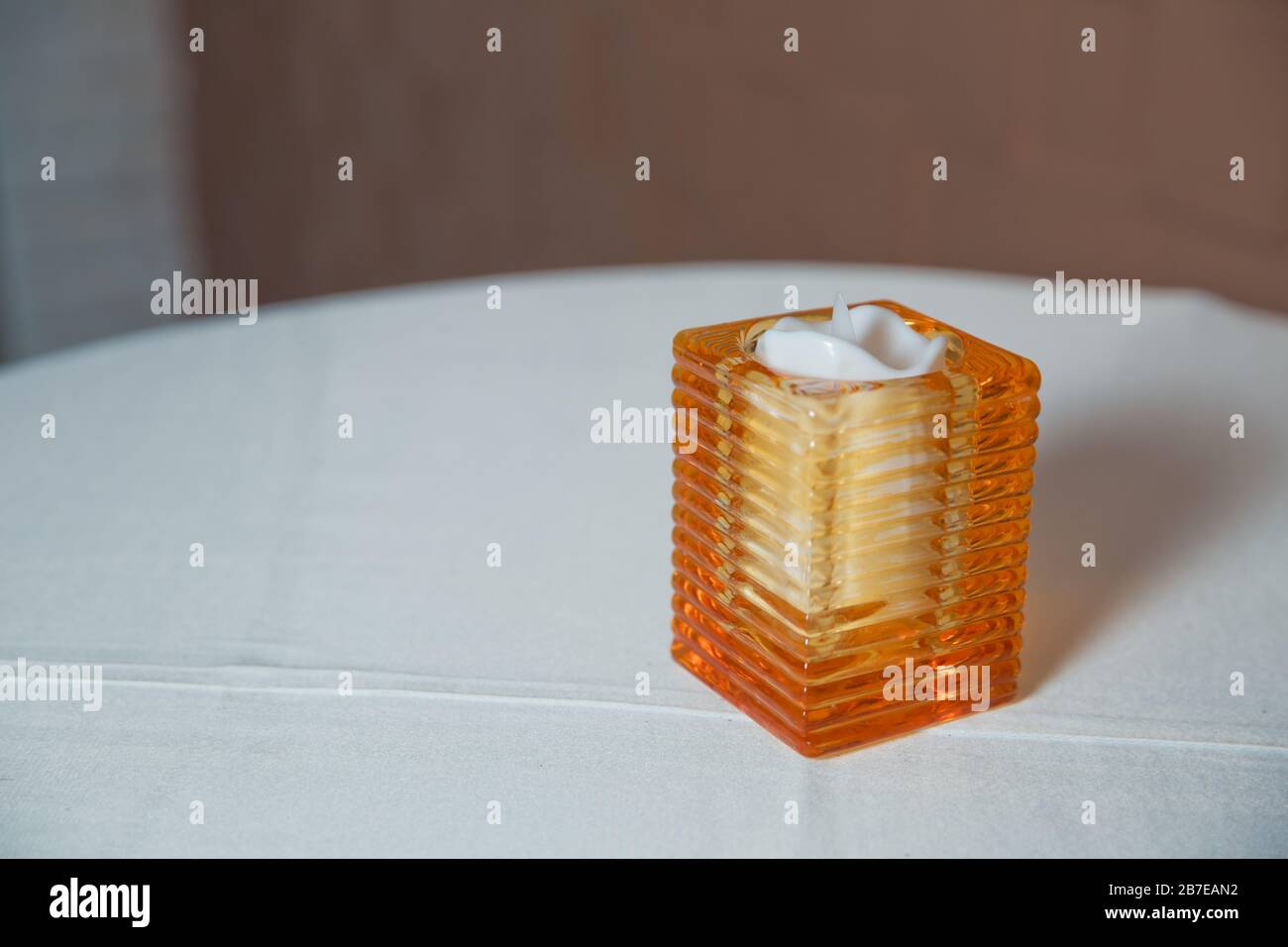 Square shape scented candle with candle insert . white candle in a ...