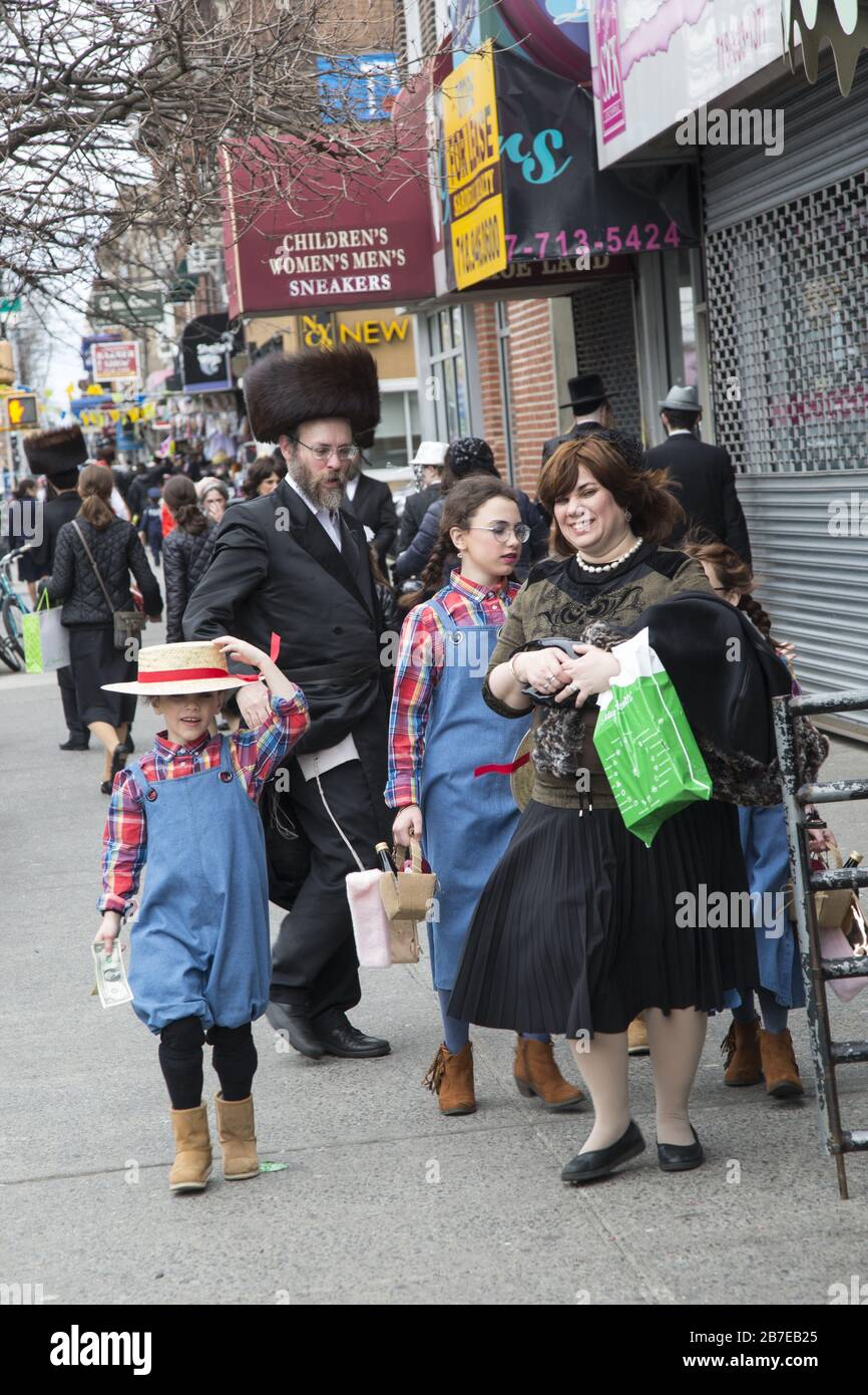 The orthodox Jewish community in Borough Park Brooklyn celebrates the ...