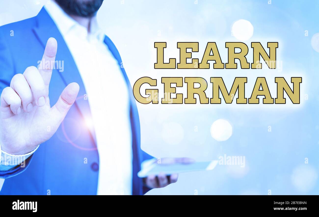 Word writing text Learn German. Business photo showcasing get knowledge ...