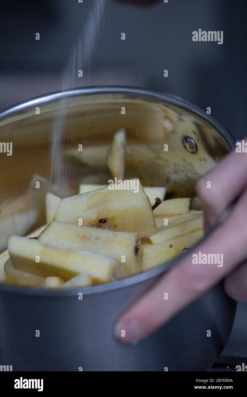 Hand sliced apples peel hi-res stock photography and images - Alamy