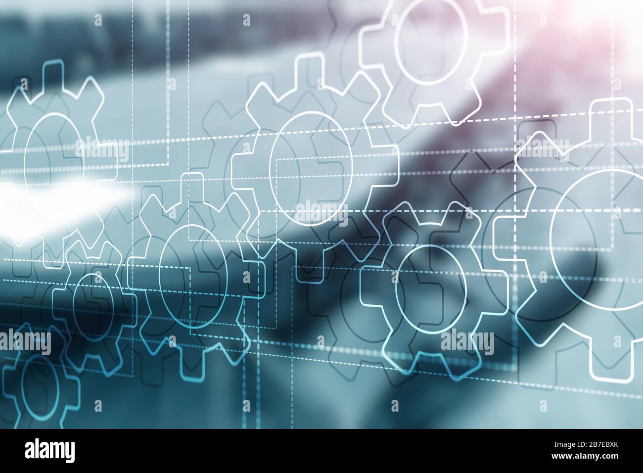 Gears on the abstract background. Business processes concept Stock ...