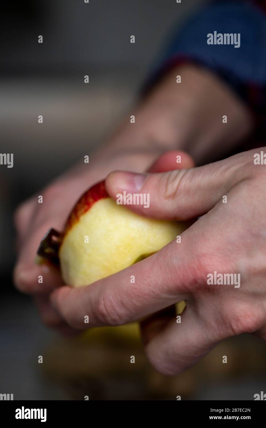 Hand sliced apples peel hi-res stock photography and images - Alamy