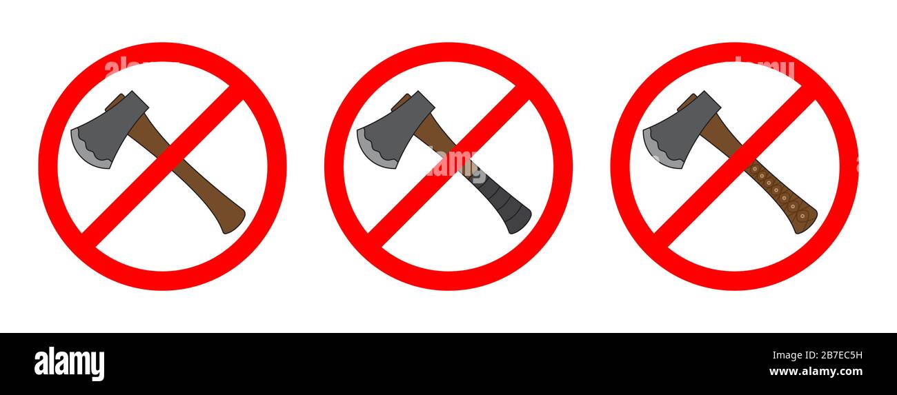 Stop Ax sign isolated. No Ax sign. Forbidden of Ax. Set of icons of ...
