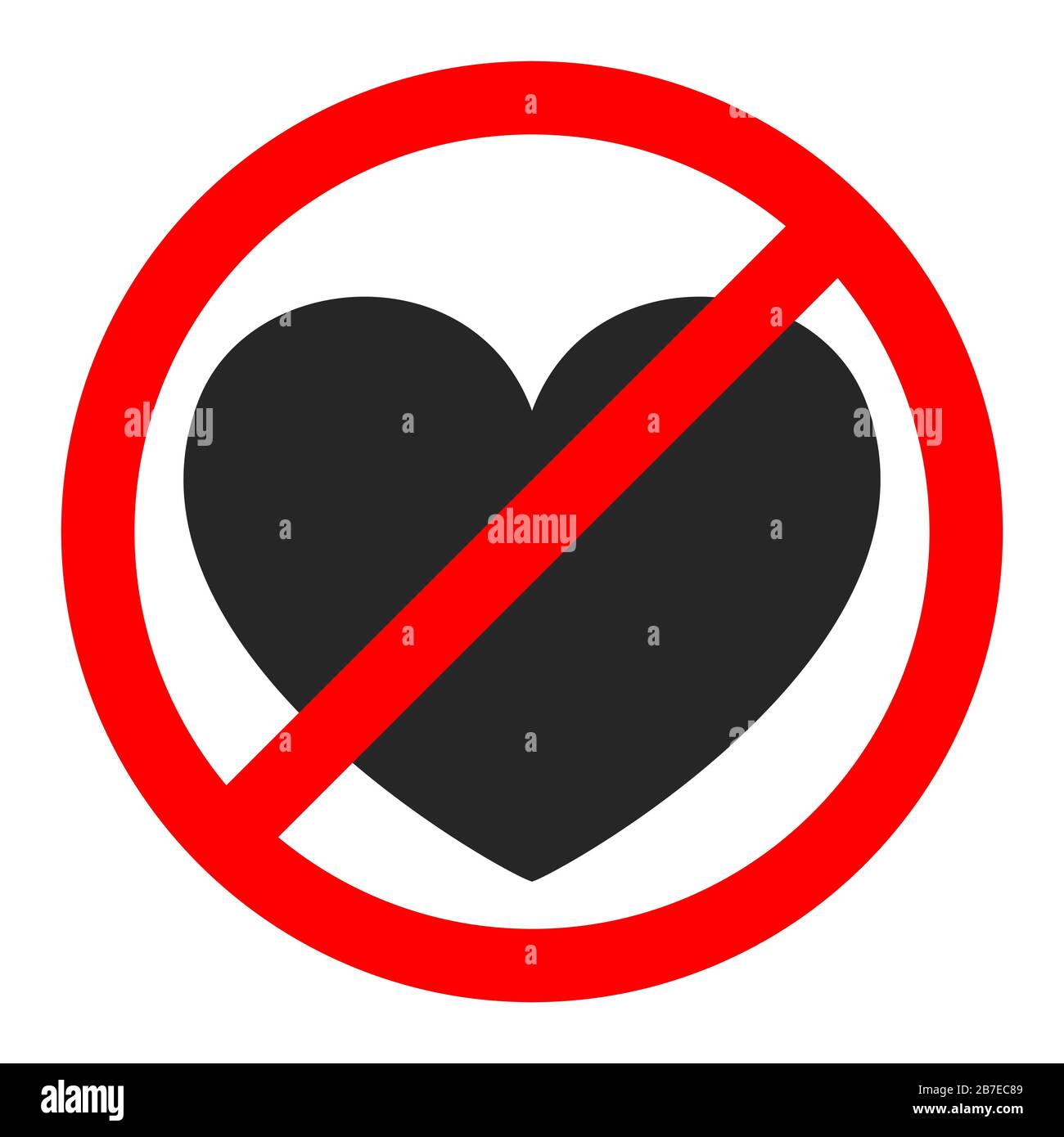 Stop love sign isolated. Forbidden of love sign. Sign of prohibition of ...