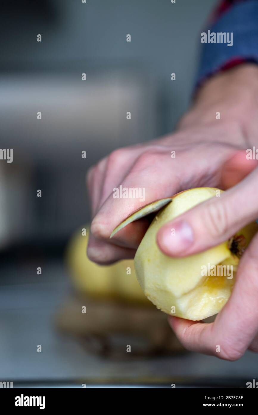 Hand sliced apples peel hi-res stock photography and images - Alamy