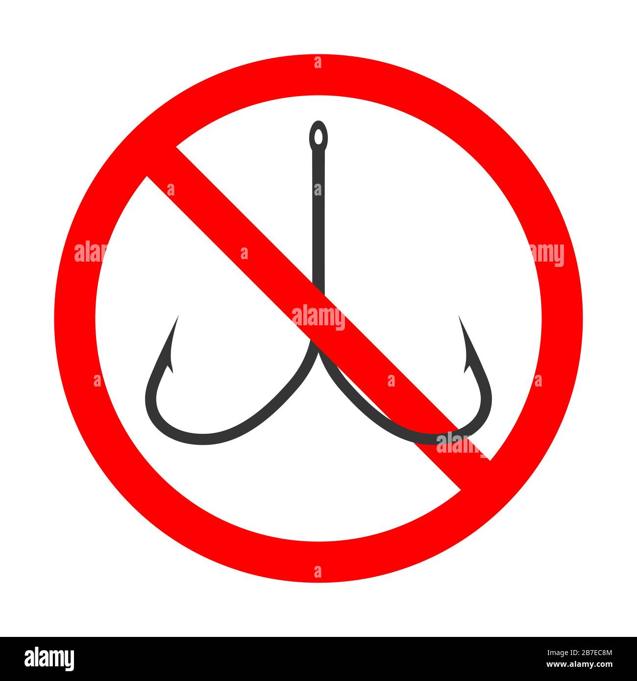Stop Fishing sign isolated. Forbidden of Fishing hook. Sign of ...