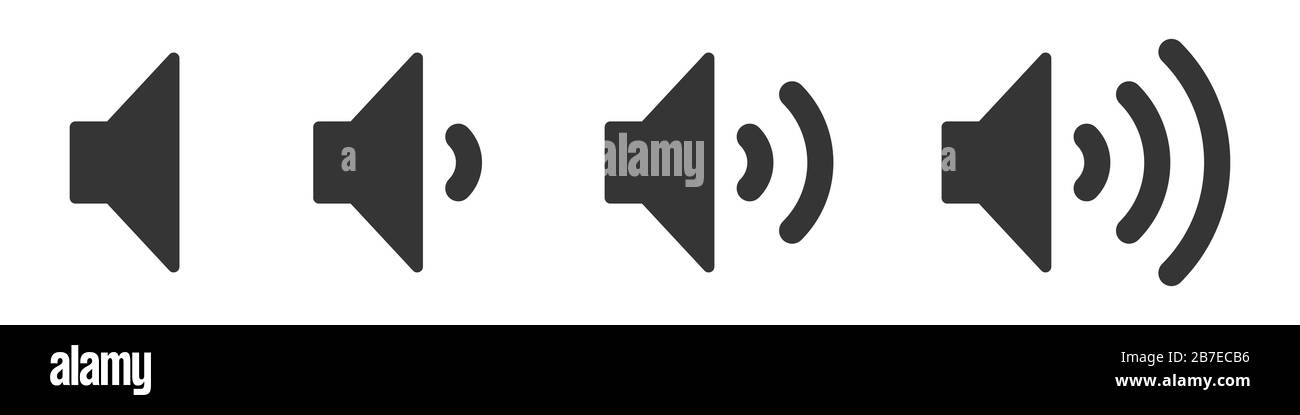Set of volume icons isolated. Black volume sound icons in trendy flat ...