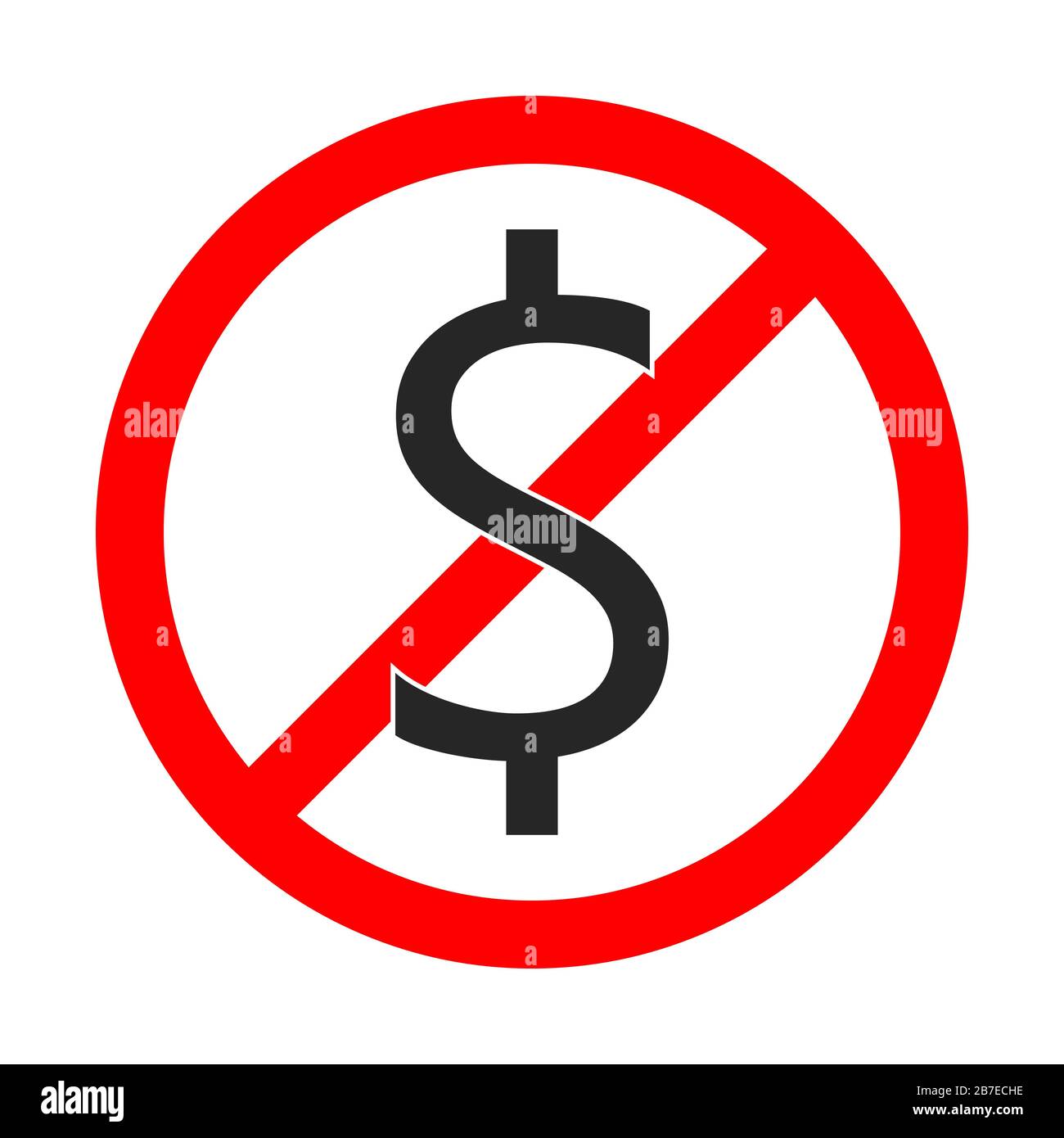 No dollar sign on white background. Red Prohibition sign for dollar ...