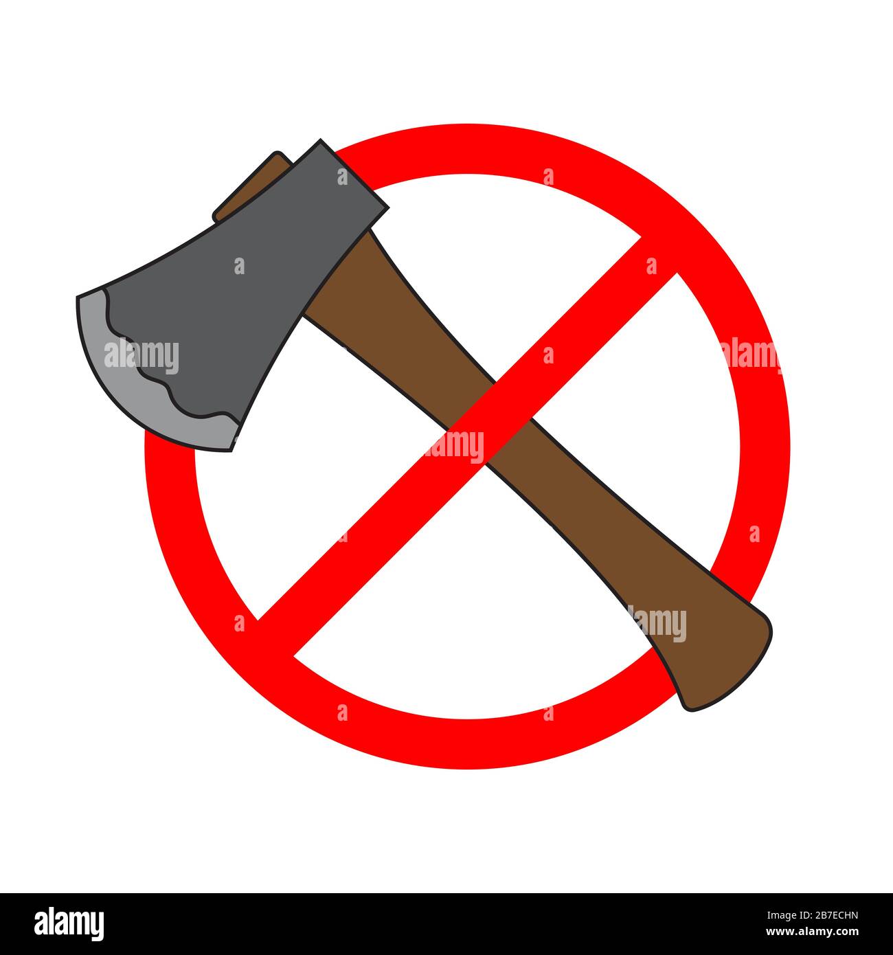 Stop Ax sign isolated. No Ax sign. Forbidden of Ax. Prohibition of a Ax ...