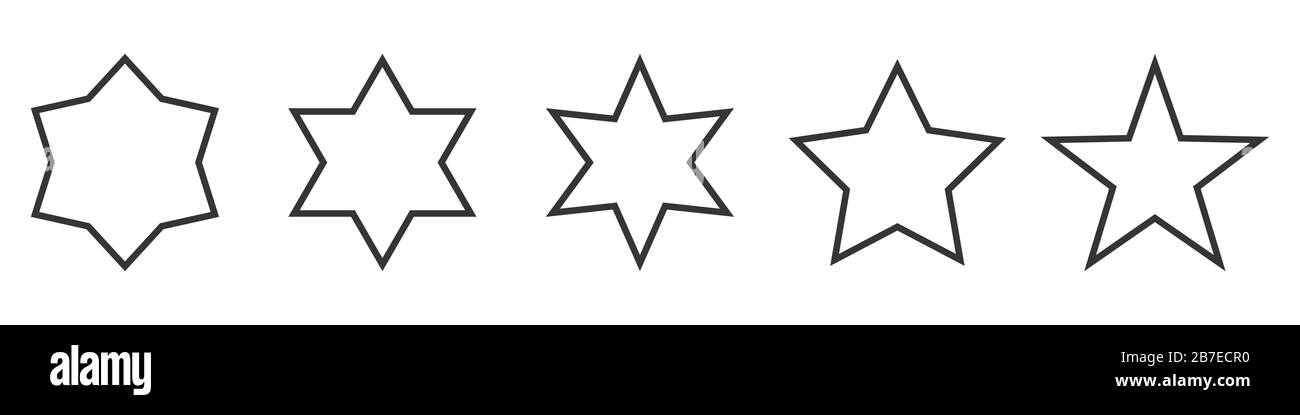 Set of Star outline icons. Vector Stars. Linear Star icons isolated ...