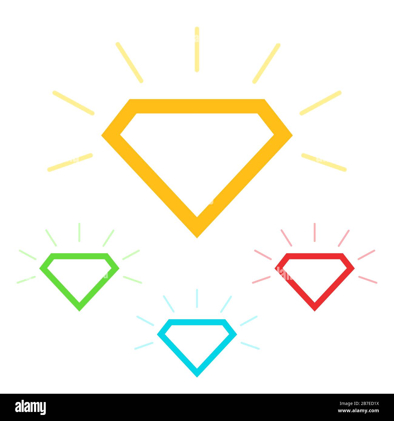 Set of diamond icons. Color diamond icons in trendy flat style ...