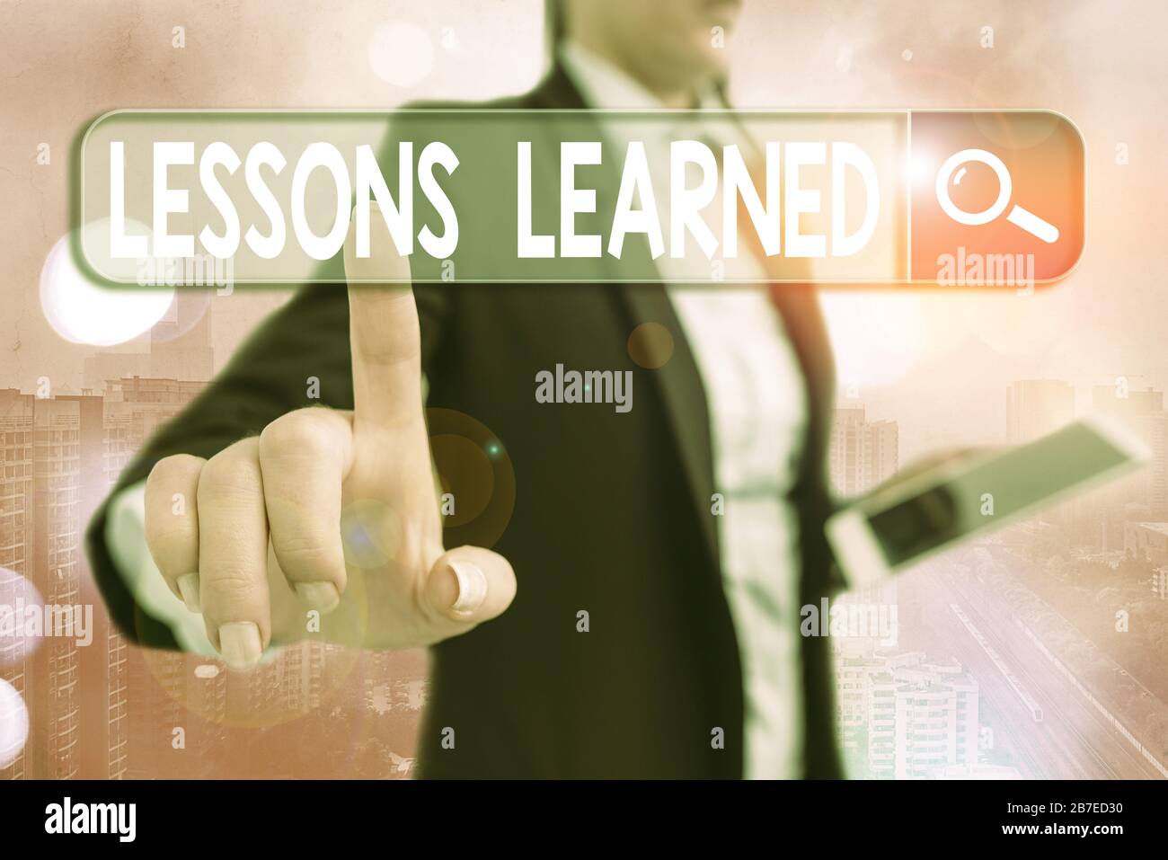 Writing note showing Lessons Learned. Business concept for experiences ...
