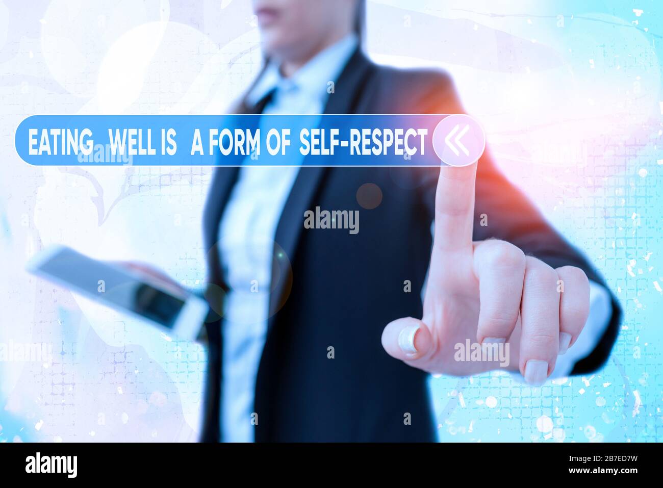 Writing note showing Eating Well Is A Form Of Self Respect. Business ...