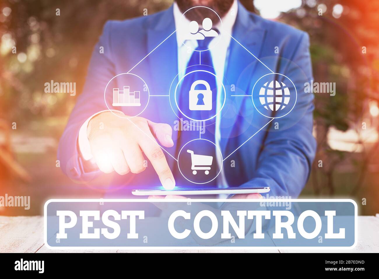 Writing note showing Pest Control. Business concept for management of a ...