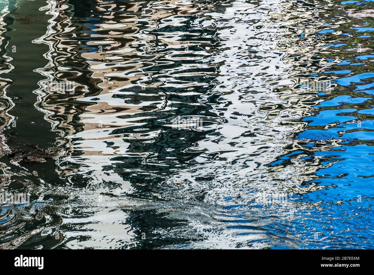 water texture background close up. Bright colorful water reflection ...