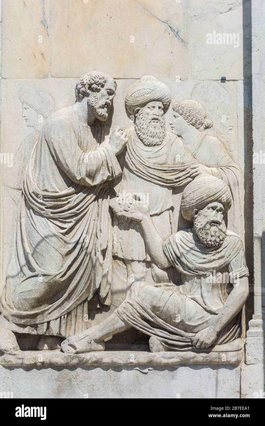 Venice, Italy - MAY 16, 2019: Marble relief - detail of the facade ...