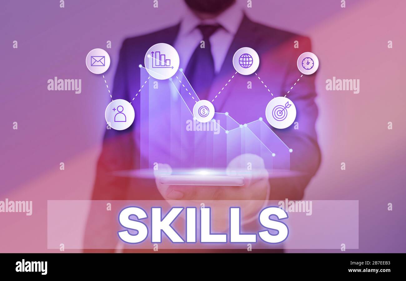 Word writing text Skills. Business photo showcasing ability do ...