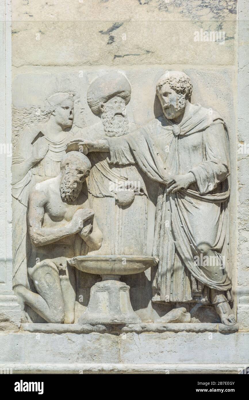 Venice, Italy - MAY 16, 2019: Marble relief - detail of the facade ...