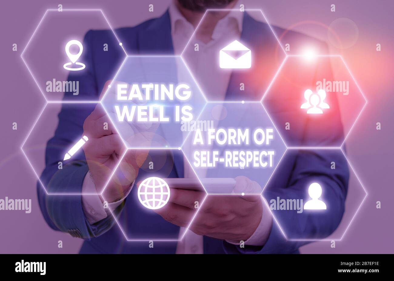 Handwriting text Eating Well Is A Form Of Self Respect. Conceptual ...