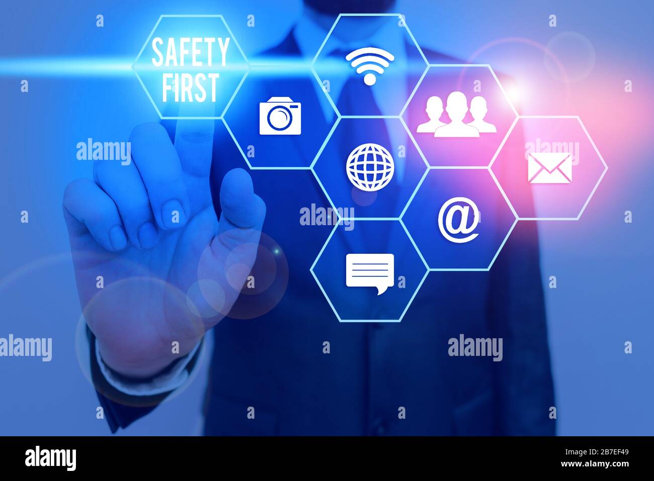 Text sign showing Safety First. Business photo text used to say that ...