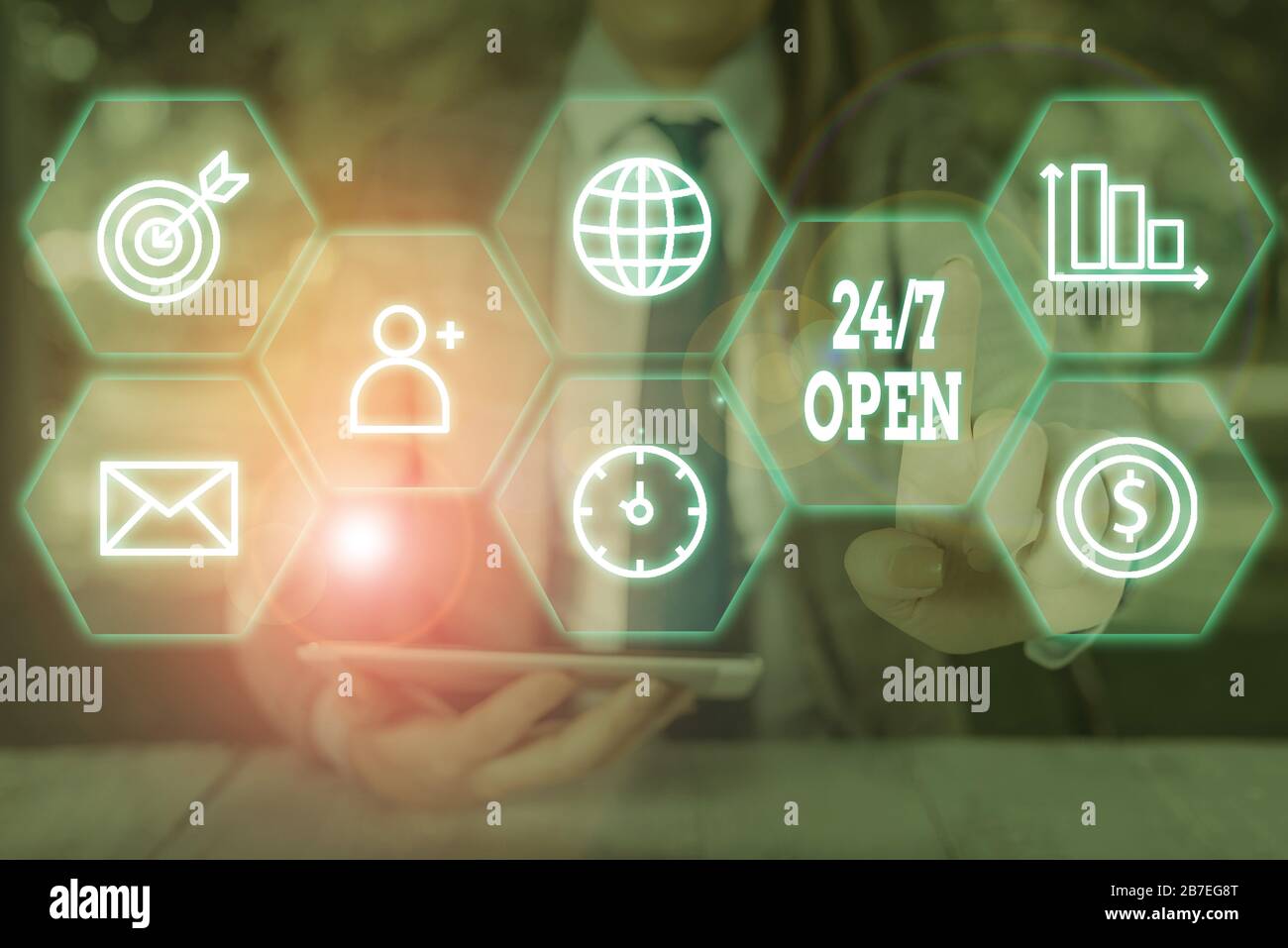 Text sign showing 24 Or 7 Open. Business photo showcasing used to ...