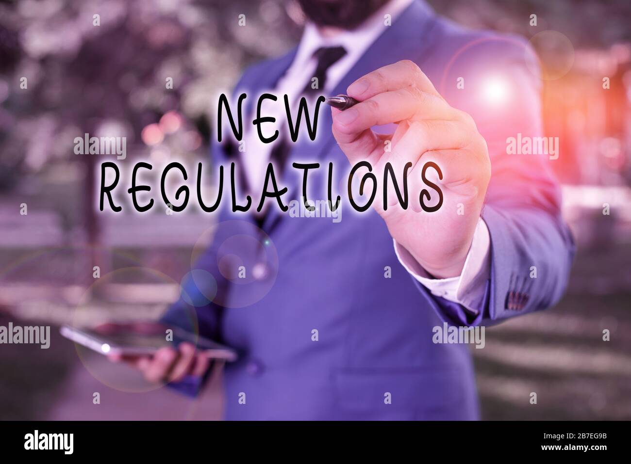 Text sign showing New Regulations. Business photo text rules made ...