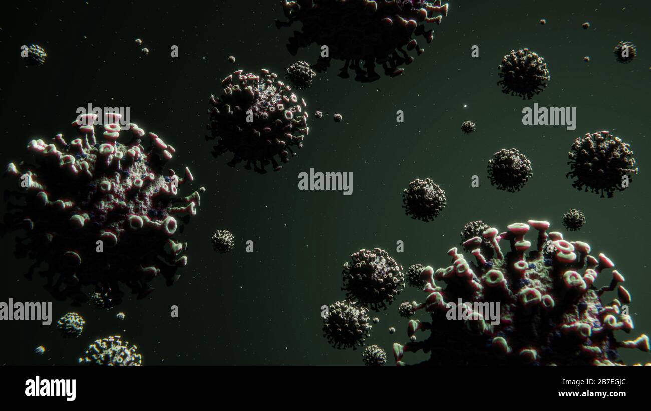 Cluster of Floating COVID-19 Coronavirus Influenza Bacteria Molecules ...