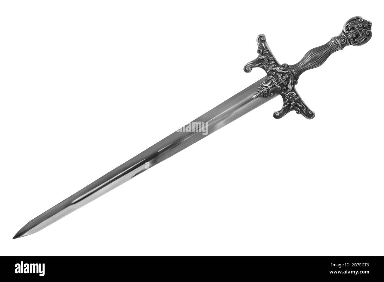 Sword disposed by diagonal, isolated on white background. Cut out Stock ...