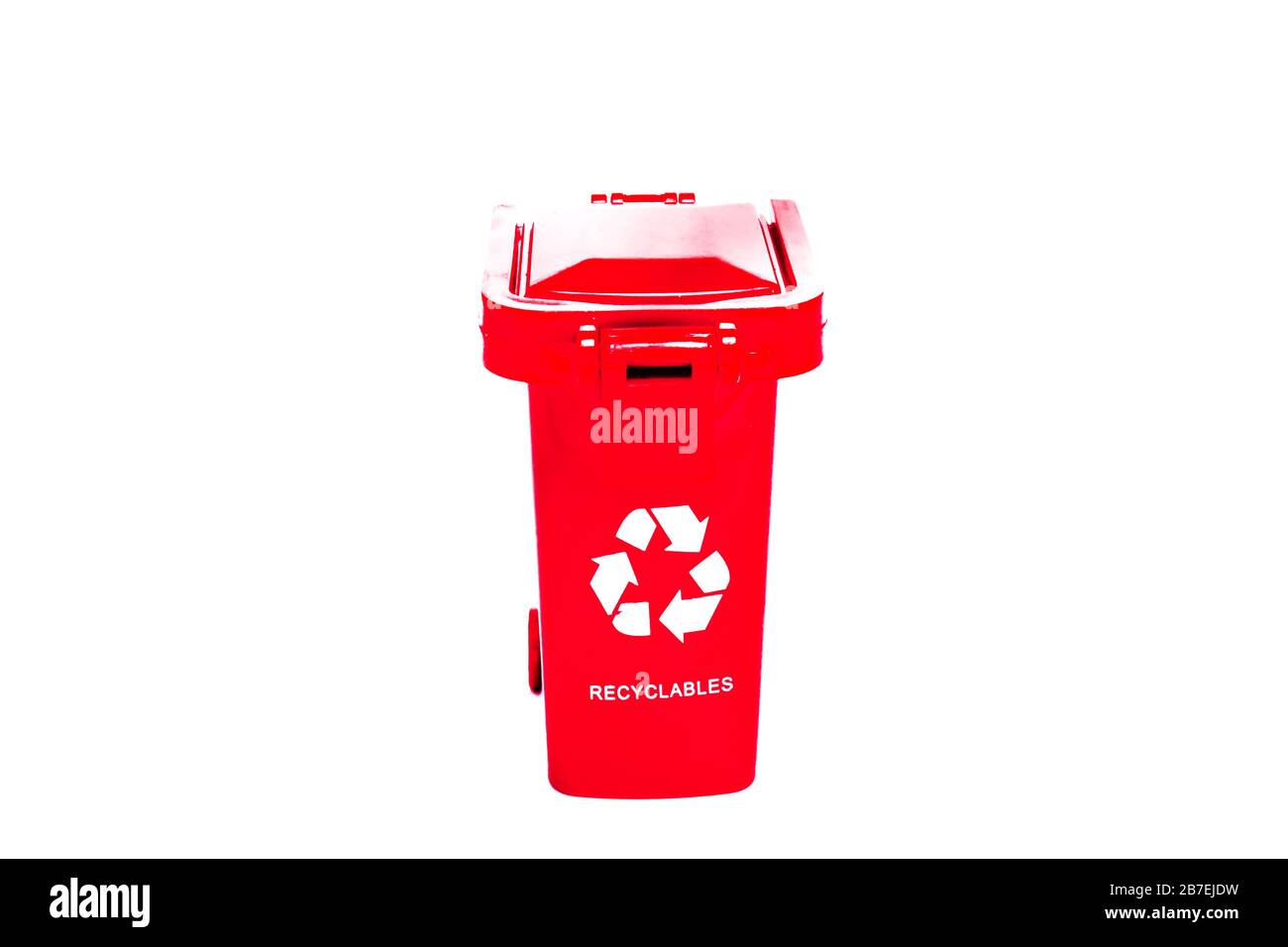 A red empty recycle bin on a white background with copy space Stock ...