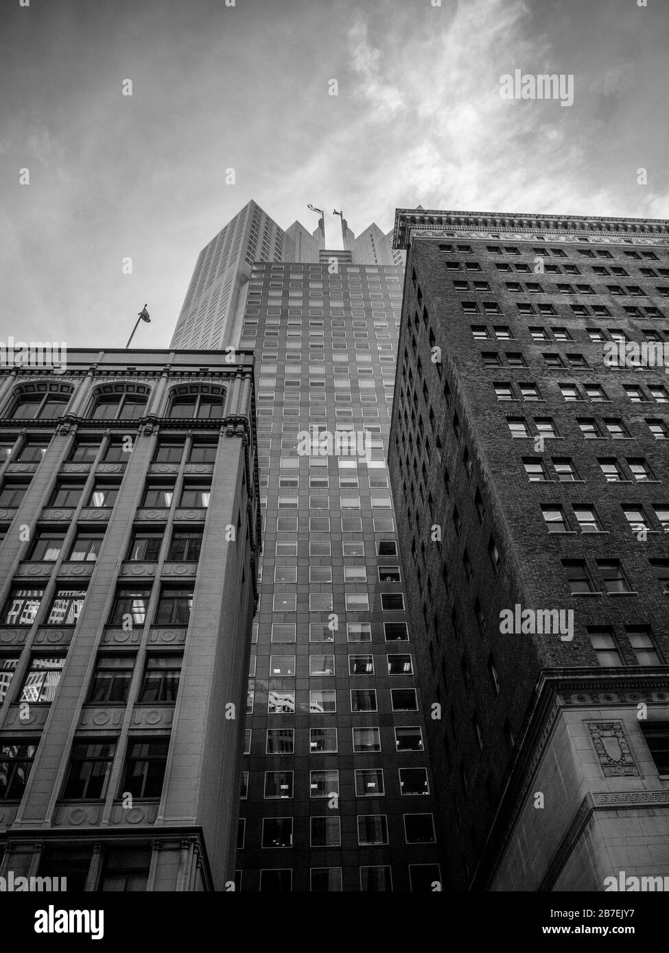 American high rise high rise buildings architecture Black and White ...