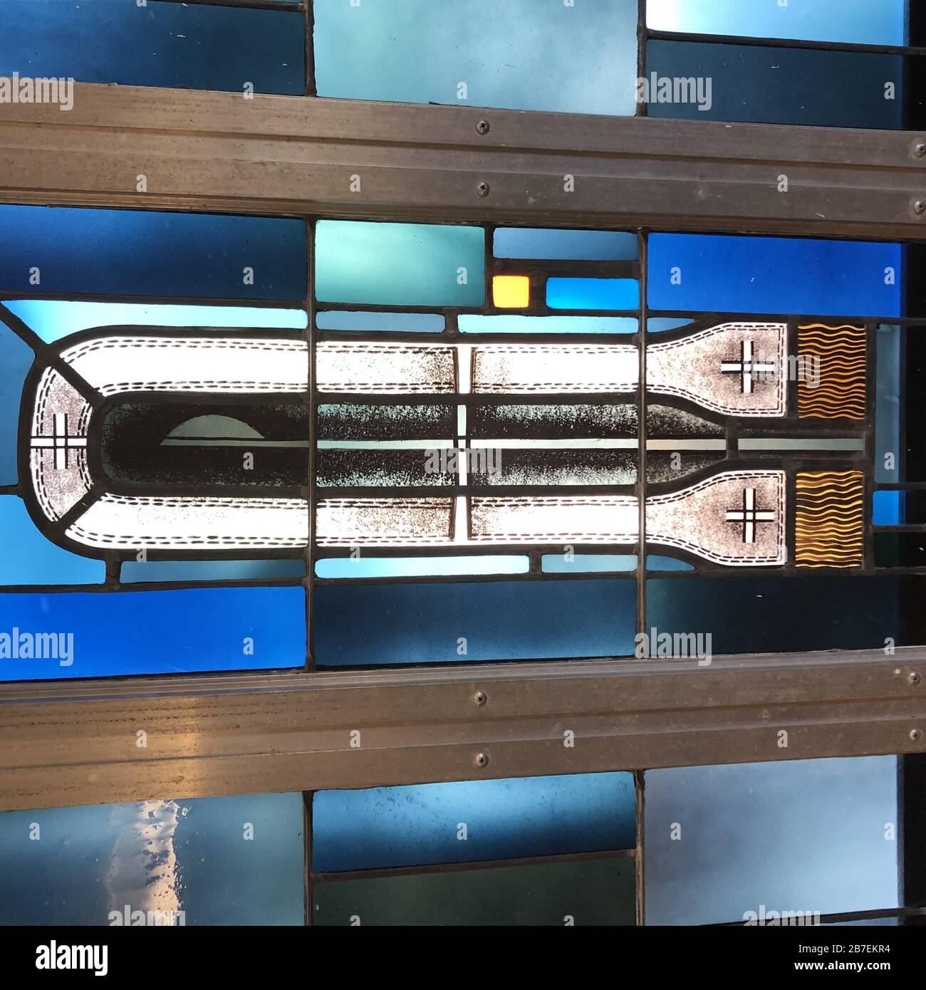 BILOXI, UNITED STATES - Aug 17, 2019: Stained Glass image of Priest ...