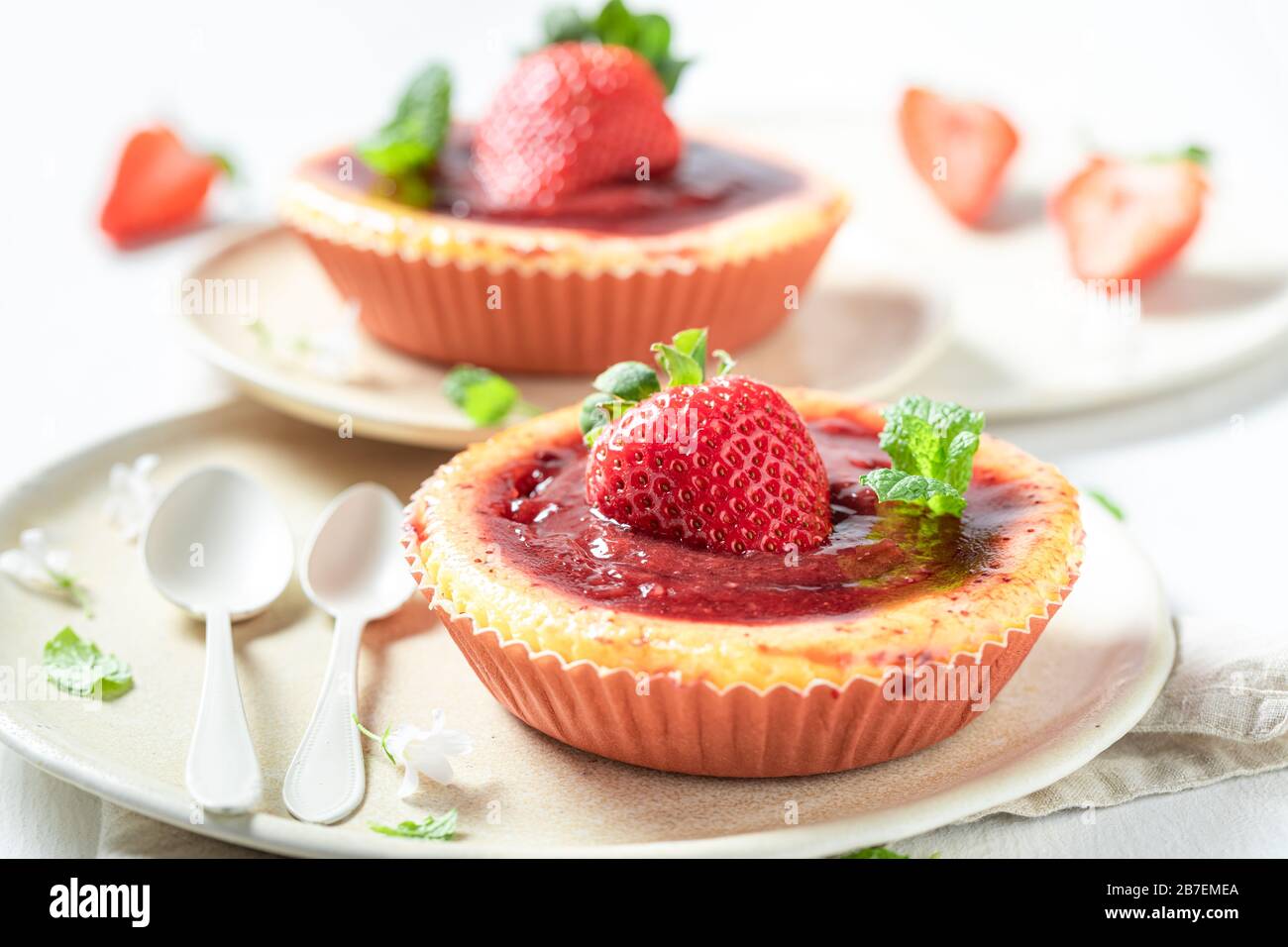 Sweet and yummy strawbery cheesecake made of fresh fruits Stock Photo ...